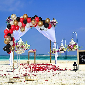 DIY Balloon Arch & Garland Kit, 113Pcs Party Balloons Decoration Set, Gold Confetti Balloons & Gold Red Black White Latex Balloons for Baby Shower, Wedding, Birthday, Graduation Party