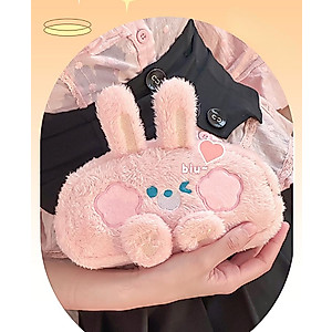 UNMULFC Cute Cosmetic Bag Travel Makeup Pink Bunny Large Kawaii Pencil Case Pouch Bag Organizer Aesthetic Box Home Airport Airline (pink bunny)