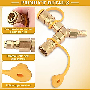 Pilarmuture 3/8” Y-Splitter Separator Natural Gas Y Splitter, Low Pressure Propane NAT Gas Quick Connect for Natural Gas Grill, Patio Heater, RV, Patio Fire Pit