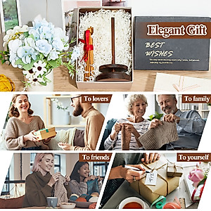 Juexica 2 Pcs Wood Yarn Holder with 12 Bamboo Crochet Hooks Wooden Yarn Holder with Twirling Mechanism Wooden Spinning Yarn Crochet Needles for Knitting Crocheting DIY Crafts Gifts(Red Brown)