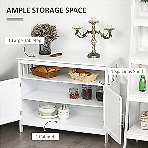 SEASD White Kitchen Sideboard, Buffet Cabinet, Wooden Storage Console Table with 2-Level Cabinet and Shelf