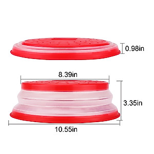 Generic Microwave Splatter Cover Collapsible Microwave Splatter Guard for Food Multi-Purpose Kitchen Gadget for Meal Safe BPA-Free Silicone & Plastic Dishwasher-Safe 2 Pcs 10.5Inch, Red, Grey