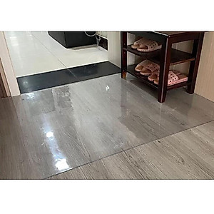 Clear PVC Desk Chair Mat 2mm Office Chair Mat for Hard Wood Floors Clear Rectangle PVC Floor Mat Protector,Waterproof Non-Slip Mat, 40/50/60/70/80/90/100/110/120cm Wide,100-500cm for Office & Home (C