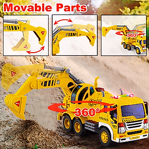 TOYABI 1:16 Scale Realistic Construction Dump Truck Toy Set with Lights & Sounds - Perfect for Boys Age 3-7