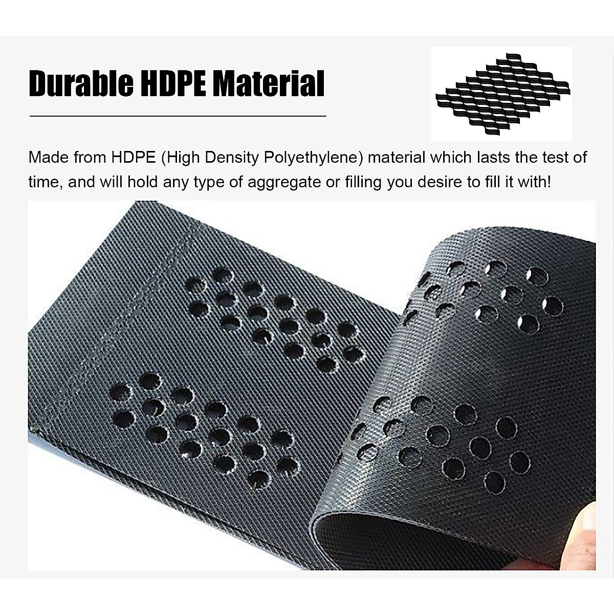 WAHHWF Geocell Ground Grid, Pea Gravel Grid Paving Stabilizer, Slope Grid Erosion Control, 2" Tall Ground Geo Grid for Driveway Shed Garden, 3ft/ 6ft/ 10ft/ 16ft/ 20ft/ 26ft/ 30ft Long