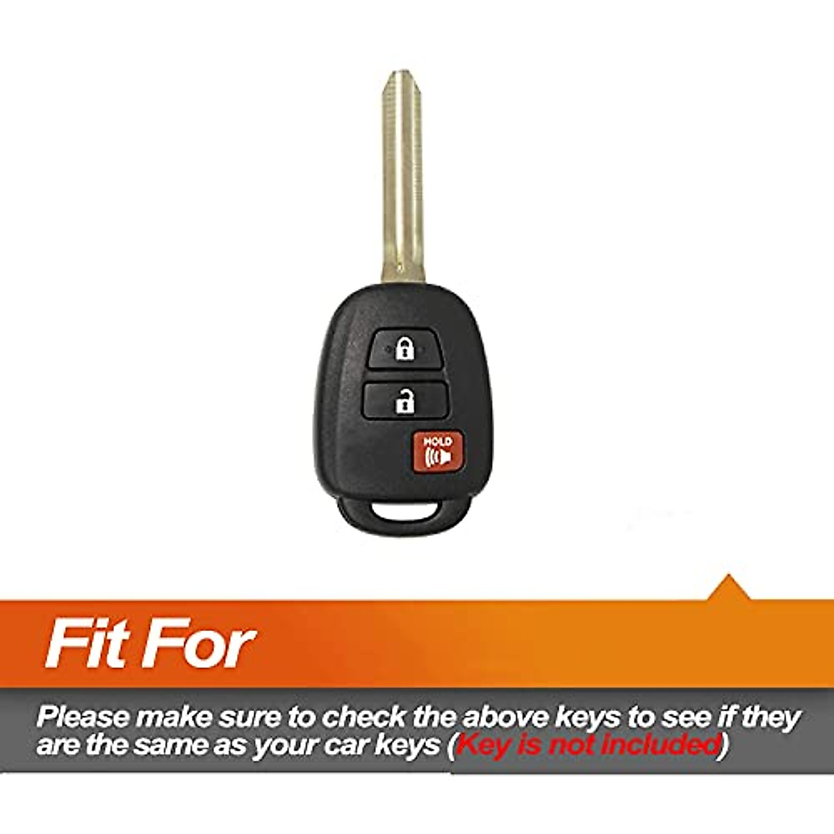 Silicone Key Fob Cover Fit for Toyota Corolla Highlander Prius C V RAV4 Sequoia Tacoma Tundra Yaris Scion Straight 3 Buttons Key Fob | Car Accessories | Remote Key Protection Case - Black & Black