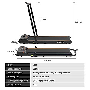 DAEYEGIM Treadmill-Walking Pad-Under Desk Treadmill-2 in 1 Folding Treadmill-Treadmills for Home-Black Orange