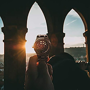 FEICE Watches for Men Automatic Skeleton Watch 42mm Case Stainless Steel Mechanical Anti Shock Waterproof Luminous Sapphire Crystal Analog Watches Business Wristwatch Adjustable Band FM019HOT