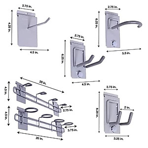 Crownwall Slat Wall Accessories Heavy Duty Steel Locking Hook Kit Slatwall Panels, Easy Storage and Organization for Sports Gear and Equipment (12-Piece)