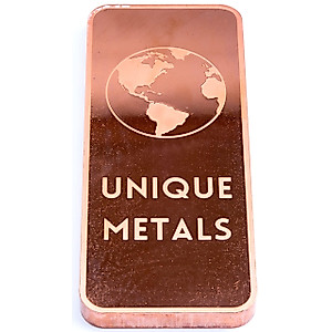 1 Kilo .999 Pure Copper Bar Bullion with Element Design - Unique Metals