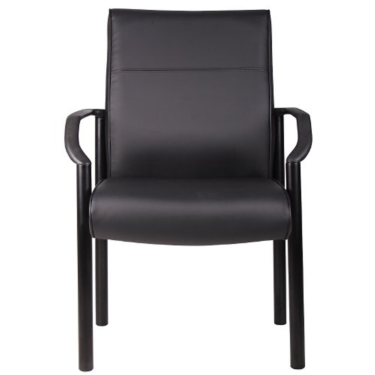 Boss Office Products Mid Back LeatherPlus Guest Chair in Black, 250 lbs