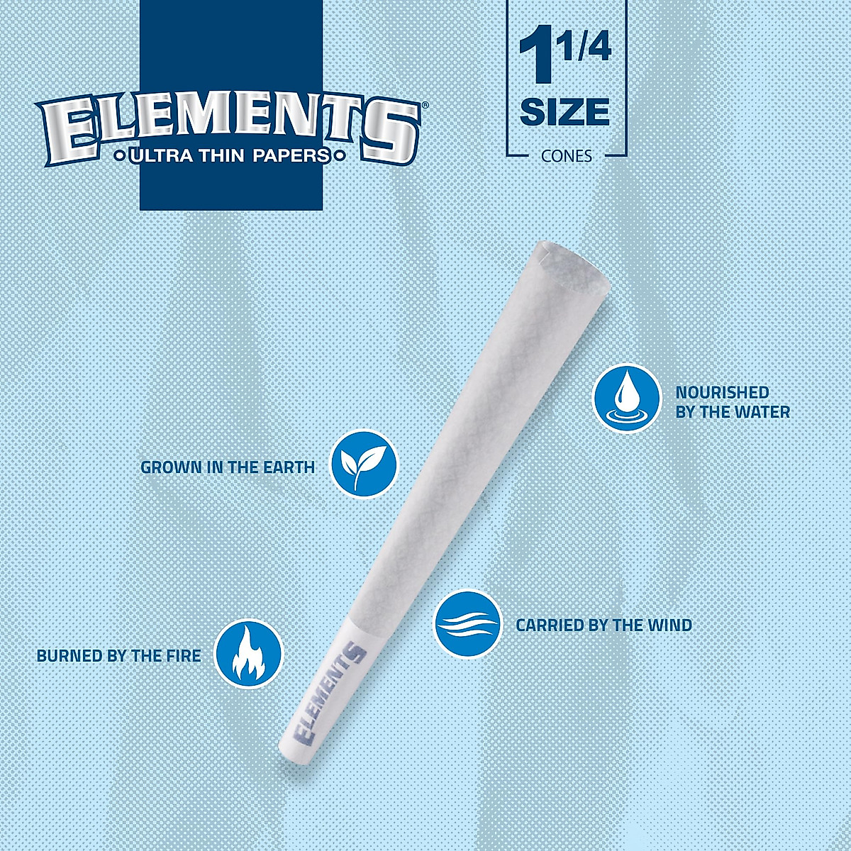 Elements Ultra Thin Rolling Paper Cones 1 1/4 | 100 Pack | Pre Rolled with Tips and Packing Tubes Included