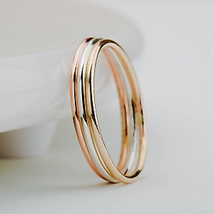 1mm Thin Smooth Stacking Skinny Ring in Sterling Silver, Gold, or Rose Gold | Comfort Fit | Sizes 2-12 (2, 14K Rose Gold Fill)