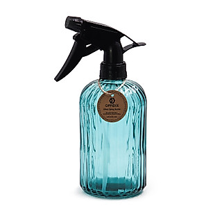 OFFIDIX Glass Spray Bottle, Plant Mister with Adjustable Nozzle 0.4L/13.5oz Pressure Watering Can Handheld Spray Bottle for Outdoor Indoor Plants and Cleaning Work (Blue)