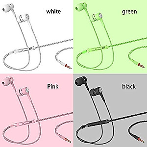 YNR A12 Headphones Earphones Earbuds Earphones, Noise Islating, High Definition, Fits All 3.5mm InterfaceStereo for Samsung, iPhone,iPad, iPod and Mp3 Players(Black+White+Pink+Green 4pairs)
