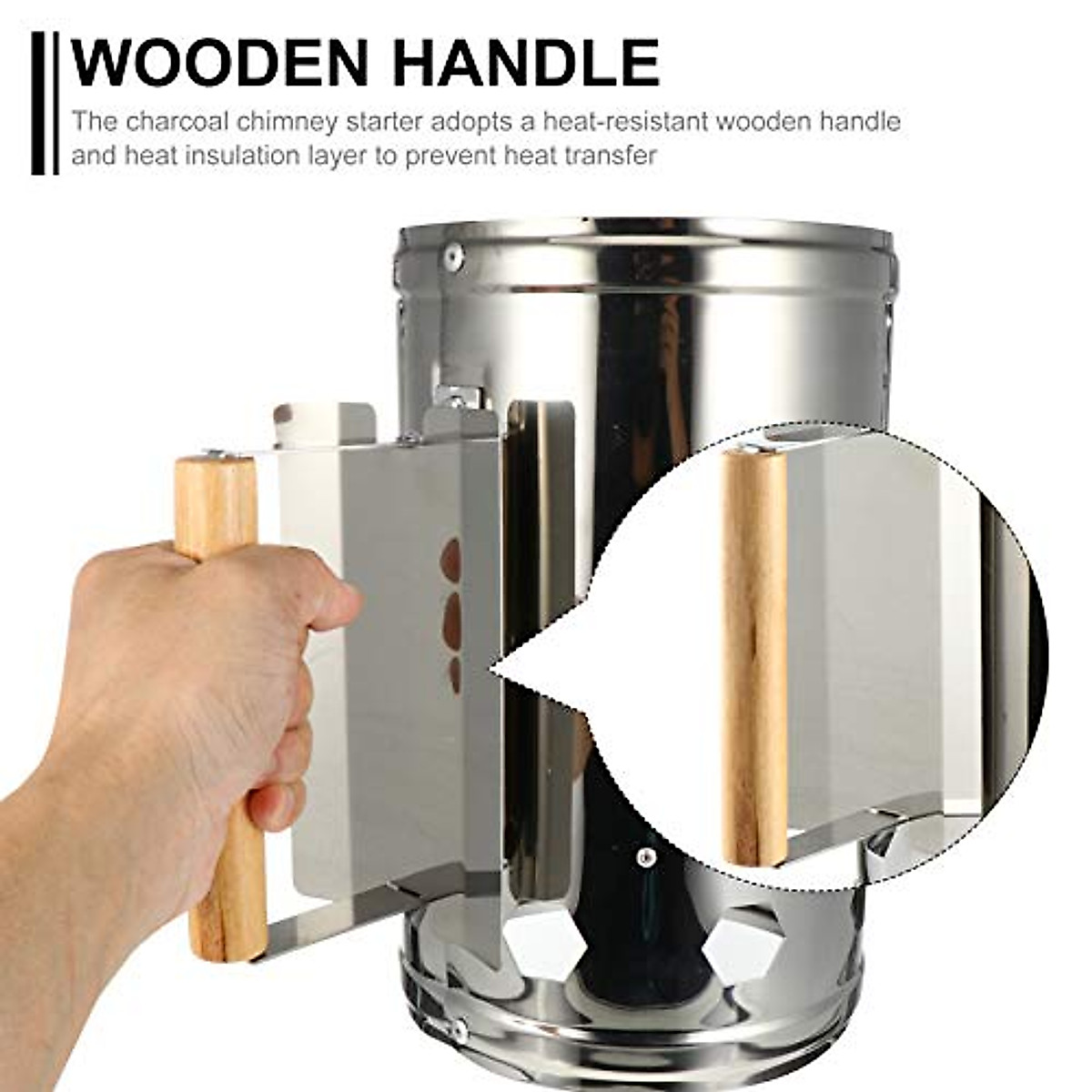 Cabilock Charcoal Grill Chimney Starter Quick Start Grill Barbecue Chimney Lighter Basket Can Canister BBQ Fire Starter Grilling Camping Accessories