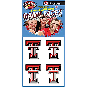 Fan-A-Peel Texas Tech Waterless Temporary Tattoos - Hypoallergenic Peel and Stick Waterproof Temporary Tattoos