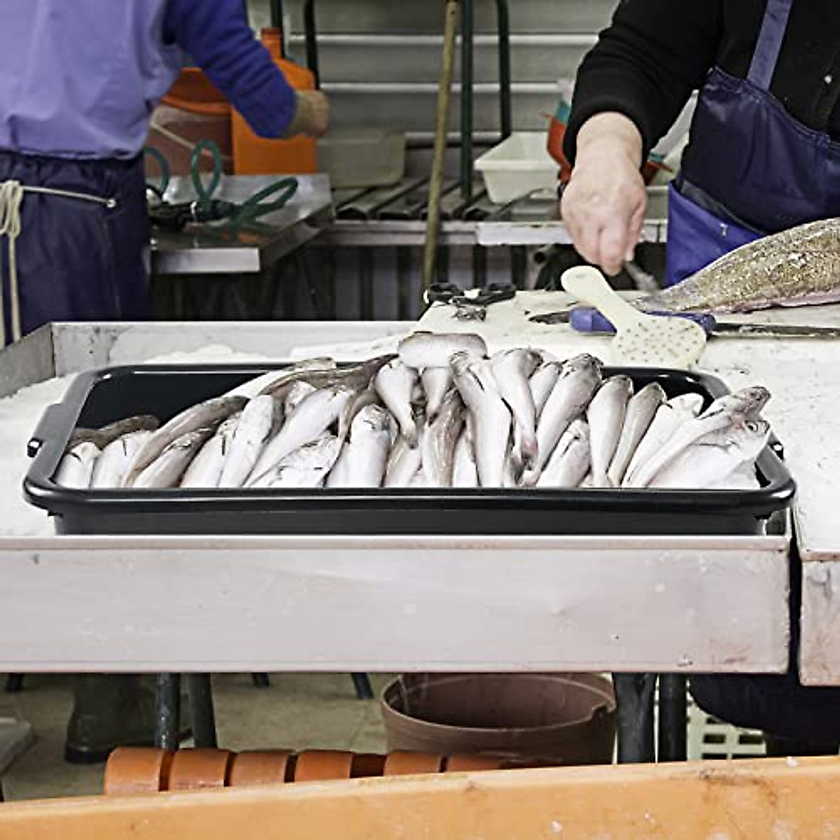 Cinkyou 13L 4-Pack Commercial Bus Tub, Plastic Bus Box, Black