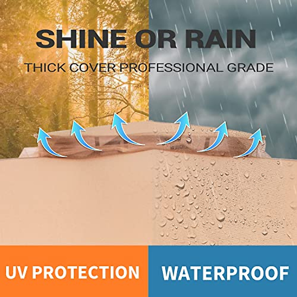 FAB BASED 10x10 Gazebo for Patio, Double Vent Canopy Gazebo with Privacy Netting Screen, Outdoor Heavy Duty Steel Waterproof and Portable Gazebo for Deck Backyard Lawn and Garden (Khaki)