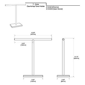 Gatco 1444C, Modern Rectangle Base Freestanding Countertop Towel Holder, Chrome