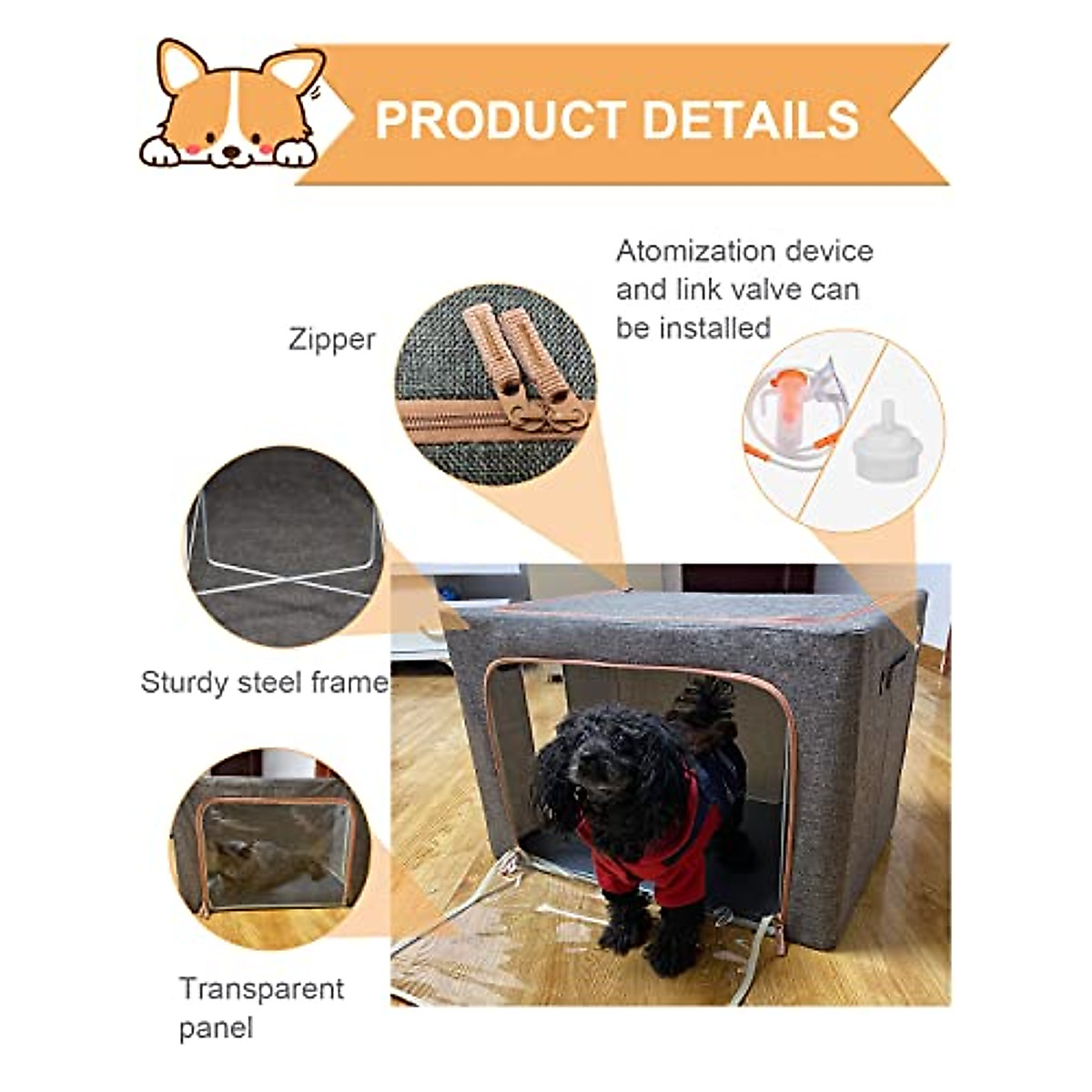 YHWD Pet Dog Cat Oxygen ICU Cage, 100L Puppy Incubator, PET Brooder Nursery, Puppy Nncubator for Cough Breathing Treatment Nebulization Box （Contains only Box）