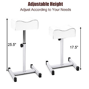 CHAOEEMY Pedicure Foot Rest Adjustable Manicure Height Technician Stand Stool with Non-Slip Legs Nail Equipment Salon Spa,White