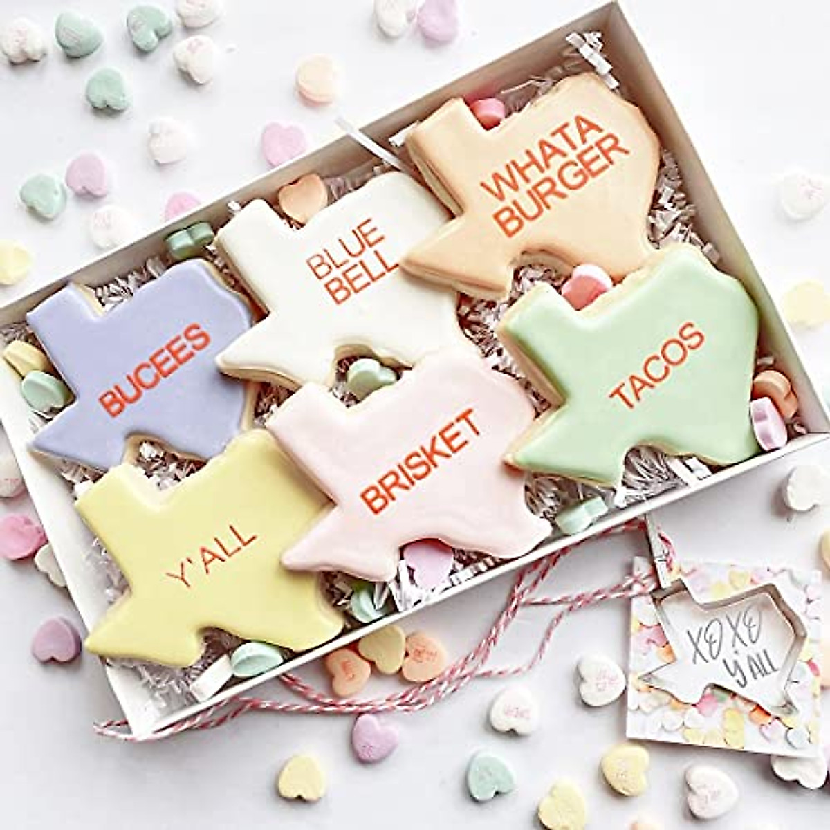 Aoerfes Western Cookie Cutters 6 Piece Texas Cutter Set, Cowboy Hat,Longhorn, Cowboy Boot,Cactus, Round Shaped Stainless Steel Molds for Party Making Muffins, Cake Fondant Biscuits,Sandwiches