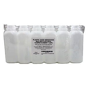 Pinnacle Mercantile Empty Plastic Smoothie Juice Bottles 16 ounce Set 6 Tamper Evident Caps