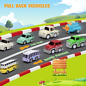 ToyBay 14PCS Toy Trucks Car for 2 3 4 5 Year Old Toddlers Boys Girls, Carrier Truck Transport Vehicles Toys, Car Trucks Toys with Light, Music & Play Mat, Kids Toy Cars Birthday Gifts, Multi-Color