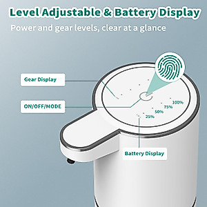 HOMELYLIFE Automatic Foam Soap Dispenser,12.85oz Touchless Soap Dispenser with Smart Display,4 Levels Adjustable Liquid Hand Free Soap Dispenser,Dish Soap Dispenser for Kitchen,Bathroom,Public Places