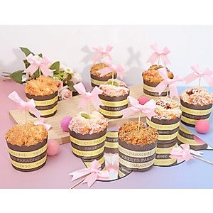 Pink Bow Cupcake Toppers - Pink Bow Cake Topper,Pink Bow Birthday Decorations,Coquette Themed Party Decoration,Bridal Shower Bachelorette Cake Toppers