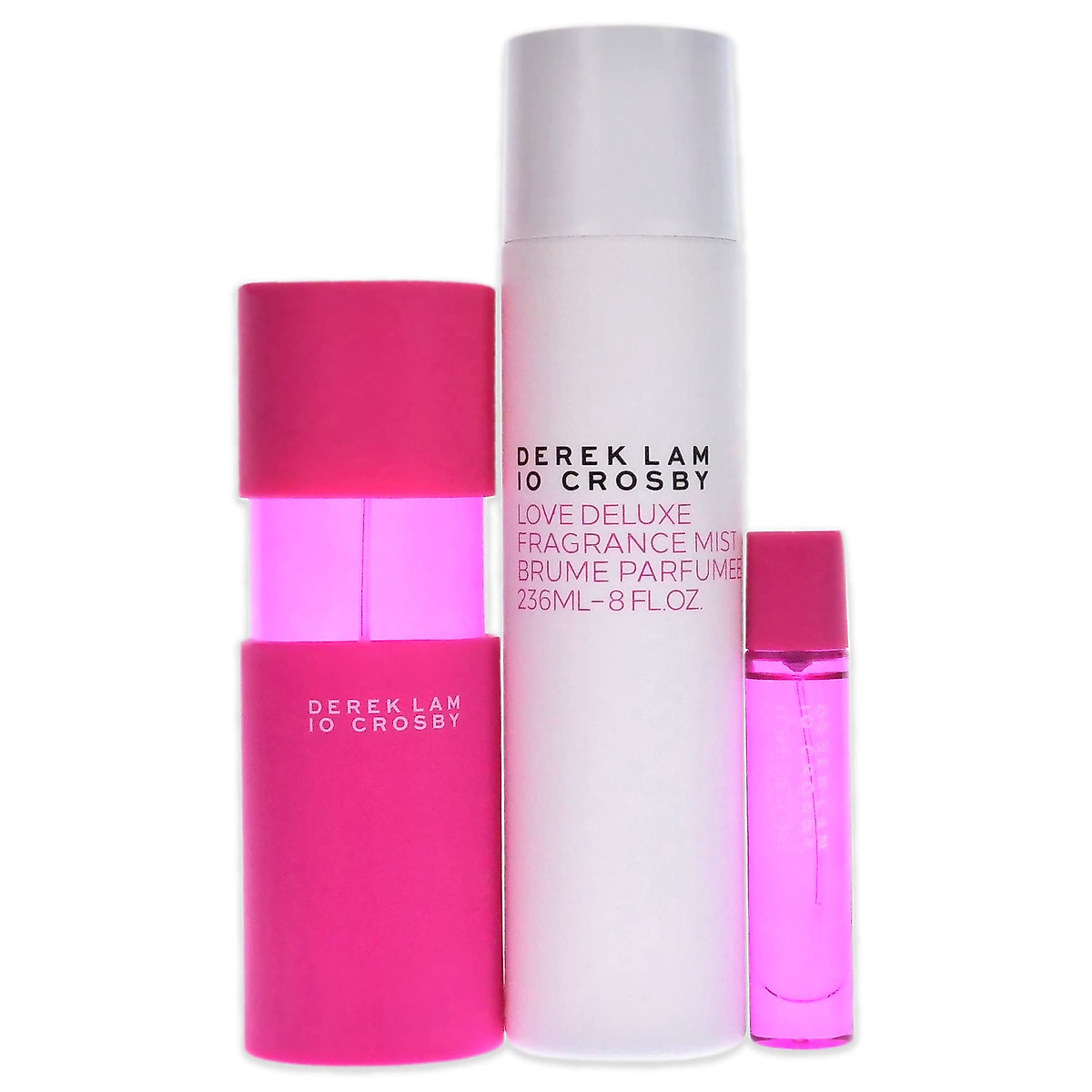 Derek Lam 10 Crosby - Love Deluxe - 3 Pc Gift Set - 3.4 Oz Eau De Parfum, 0.3 Oz Eau De Parfum, 8 Oz Fragrance Mist - Delicate, Refreshing Scent For Women - Floral, Woody, Musk Perfume Spray