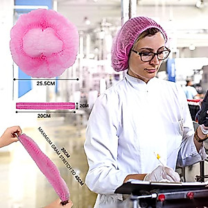 100 Pack 21" Disposable Nonwoven Bouffant Caps Hair Net for Hospital Salon Spa Catering and Dust-free Workspace (pink)