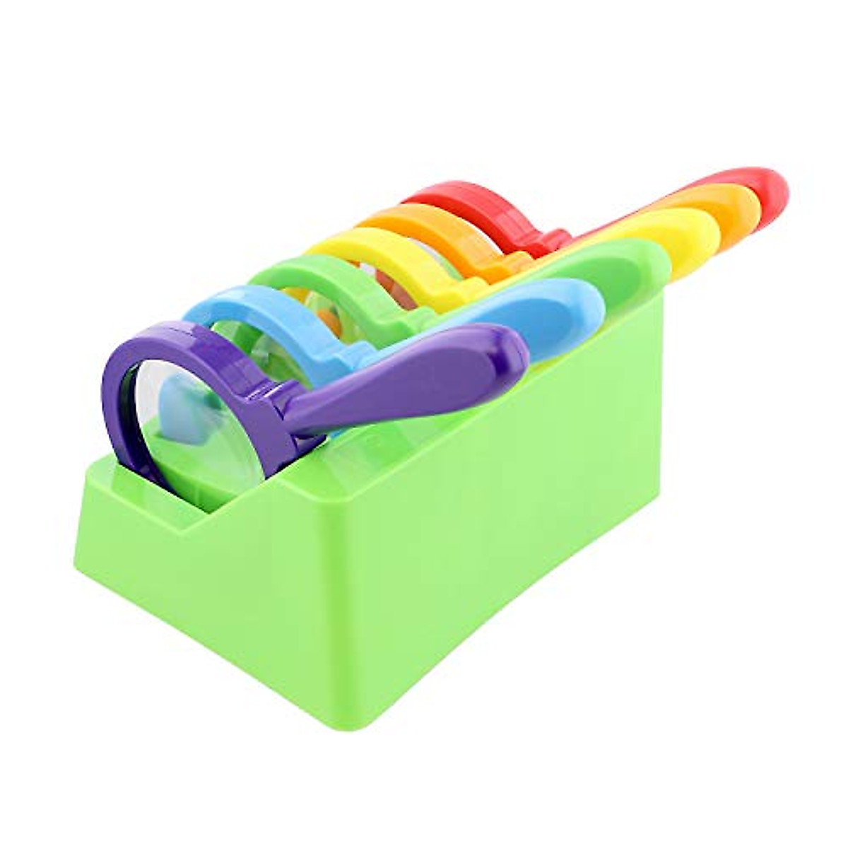 Get Out! Kids Magnifying Glass Set – 6 Pack Large Size Plastic Magnifying Glasses for Kids with Stand