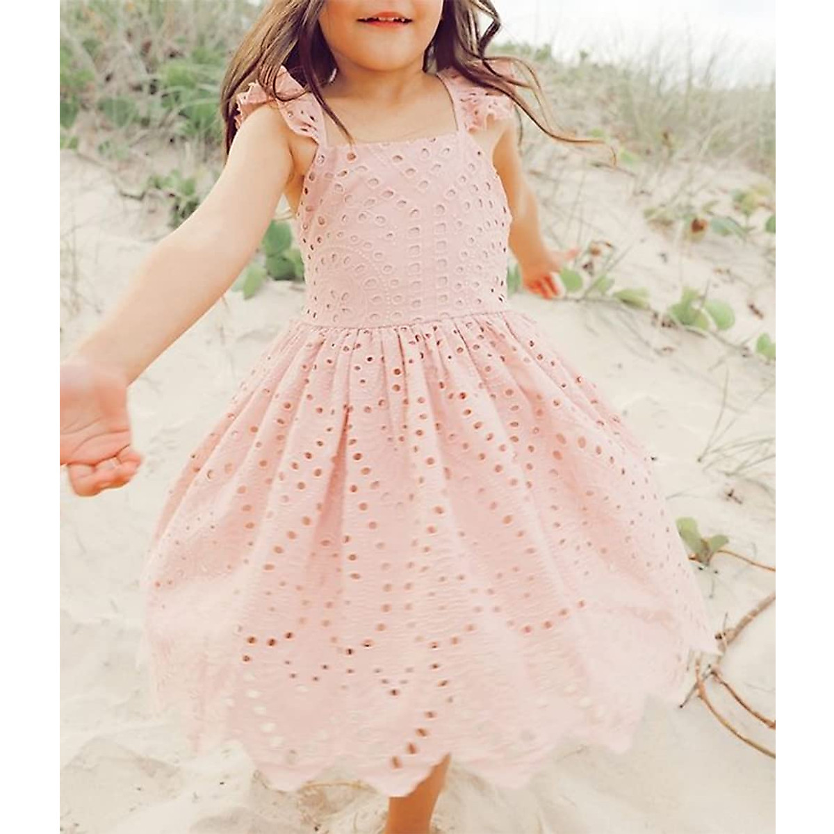 Toddler Baby Girl Dress Boho Linen Lace Baby Dress Sundress Girls Summer Clothes Outifits (Pink, 3-4 T)