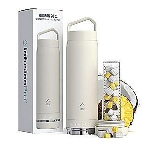 Infusion Pro Fruit Infuser Water Bottle Vacuum Insulated (20 oz) Stainless Steel : Fruit Infusion Recipe eBook : Bottom Loading Water Infuser for More Flavor : Easy Cleaning : Great Gift Water Bottle