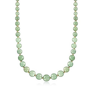 Ross-Simons 6-12mm Jade Bead Graduated Necklace With 14kt Yellow Gold. 20 inches