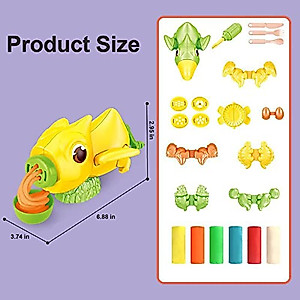 2 in 1 Dinosaur Playdough Toys, Creations Set of Dino Color Dough Toys, Parent-Child Interaction Game Playset for 3 4 5 6 Years Old Boys Girls Kids Birthday Yellow