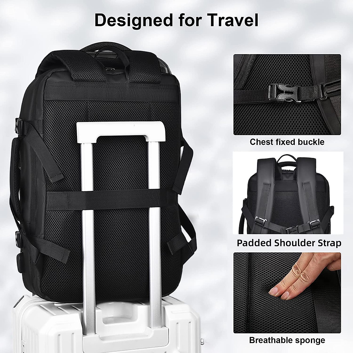 Glivpny Expandable Travel Laptop Backpack,Flight Approved Carry-on Business Backpack,17 Inch Waterproof Backpack(Black-B683)