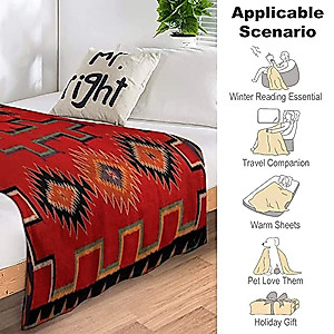 1890 Navajo Saddle Blanket Flannel Fleece Throw Blankets 50"X40" Lightweight Fluffy Winter Fall Blanket Cozy Soft Fuzzy Plush Home Decor for Couch Bed Sofa Bedroom Living Room Travel