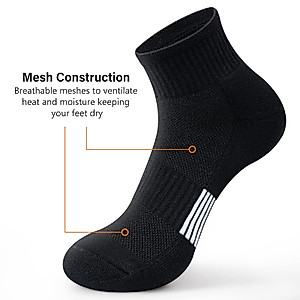 Gonii Ankle Socks Womens Athletic Thick Cushioned Running Hiking Crew Socks 5-Pairs (Black)