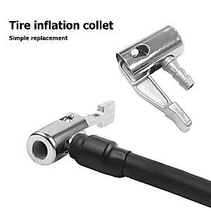 AUCELI 2PCS 1/4 inch Lock on All Metal Air Chuck, Inflation Pump with Hose Clamp, Mini Air Compressor Portable Tire Inflator Tire Chuck Nozzle, Hose End with Barb Connector (Hose Clamp)