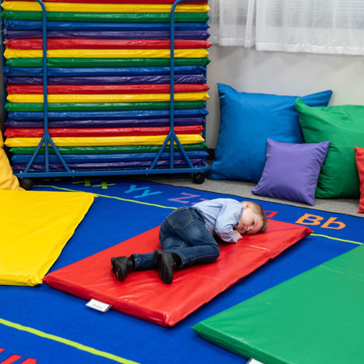 Children's Factory-CF350-034 , Rainbow Rest Mats, Set - 5, Nap Mats for Homeschool/Preschool, Napping Floor Mats for Kids & Toddlers, Daycare Furniture