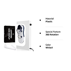 Alheka Levitating Shoe Sneaker Display, Magnetic Floating Shoe Display, Shoe Levitation with Separation Control on LED Light for Sneaker from 200-650g, Gift for Sneakerhead（White with Shoe Stretcher）