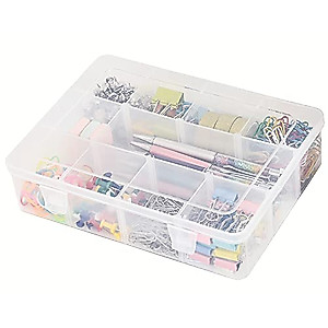 iBune 12 Grids Plastic Compartment Container, Bead Storage Organizer Box Case with Adjustable Removable Dividers for Jewelry Craft Tackles Tools, Size 8.8 x 7.1 x 2.3 in, White