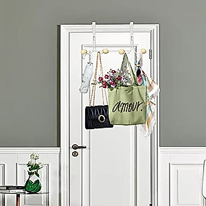 V-HOME 2-Pack Over The Door Hooks with 2 Hang Heads & Snug Fit Pads, Heavy Duty Hook for Hanging Coats, Hats, Robes, Towels - No Drill Hanger Organizer, White