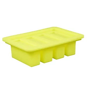 YHSWE 1 Yellow Silicone Butter Mold Tray with Lid Storage Jar Large 4 Cavities Rectangle Container for Butter Pudding Soap Chocolate Cheesecake Ice Cube Bar