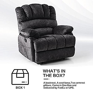 EASELAND Extra Large Recliner, Manual Push Back Recliner for Adults, Extra Wide and Breathable Fabric Recliners (Dark Grey)