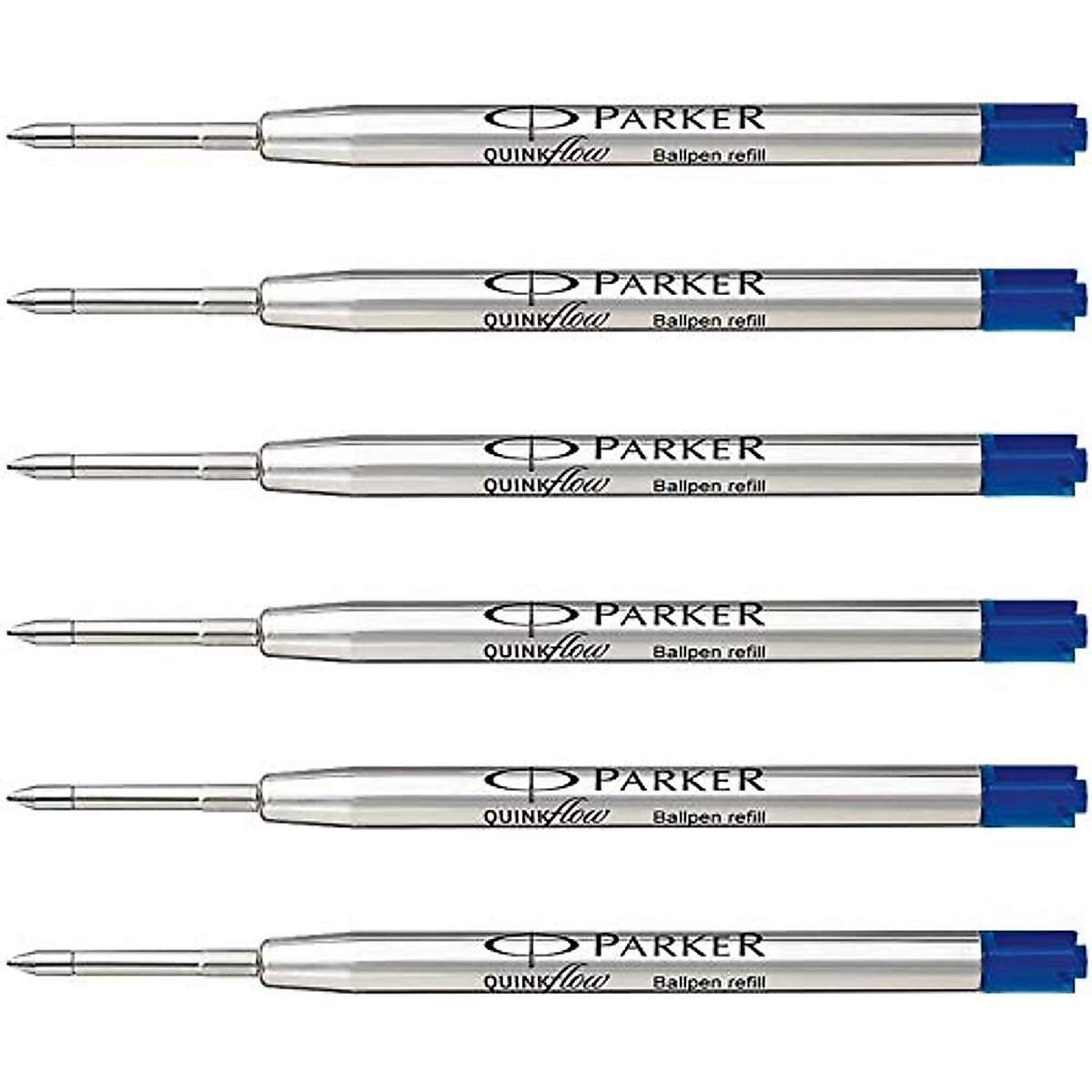 Parker QuinkFlow Ballpen Medium Point Blue Ink Refill Pack of 6-Refills(1782470)
