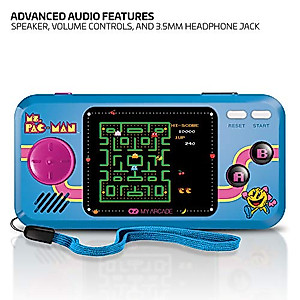 My Arcade Pocket Player Handheld Game Console: 3 Built In Games, Ms. Pac-Man, Sky Kid, Mappy, Collectible, Full Color Display, Speaker, Volume Controls, Headphone Jack, Battery or Micro USB Powered